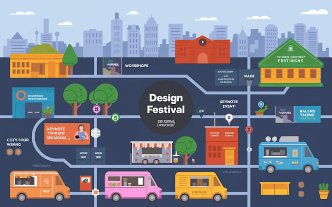 Design festival maps and vector event map illustration by Nanikkes | Fiverr