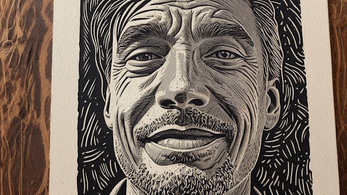Draw a custom portrait in linocut style by Skylareoux | Fiverr