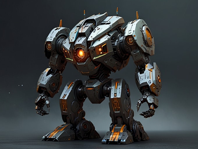 Create a complete robot mecha character illustration by Unsuzfvbdzf ...