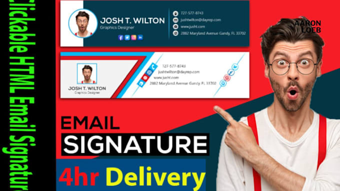 Create html email signature clickable email signature by Mrmbzking | Fiverr