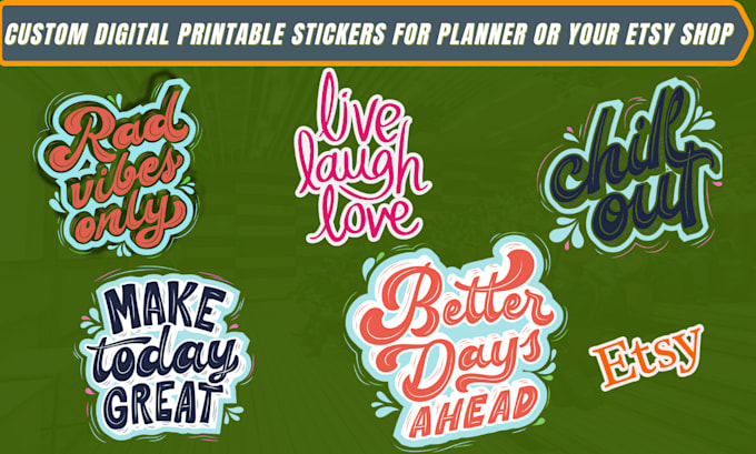 Design digital stickers for digital planner and journal for etsy shop ...