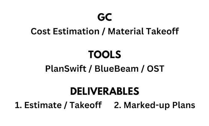 Do construction estimate, estimation, material take off, and quantity ...