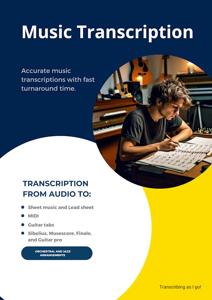Transcribe your audio to lead sheet and guitar tabs by Atsamuelsly | Fiverr