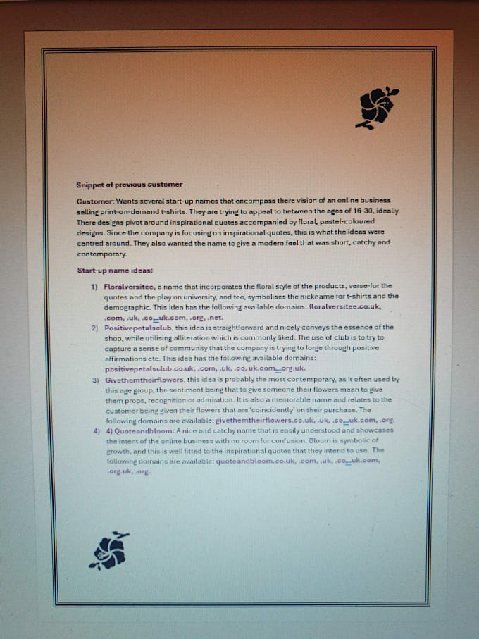 Develop four creative names for your start up business by Zenkamurr ...