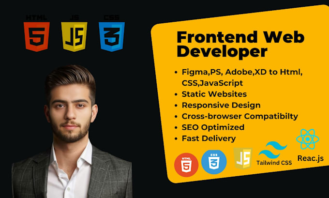 Do Frontend Web Development In Htmlcss Javascript And React Js By