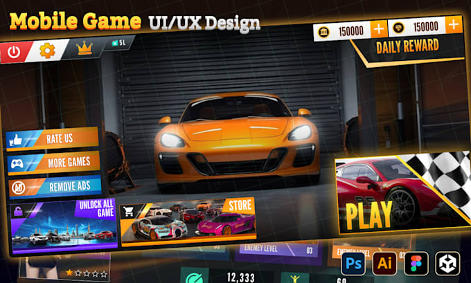 Design modern game ui ux, game art and assets mobile games by ...