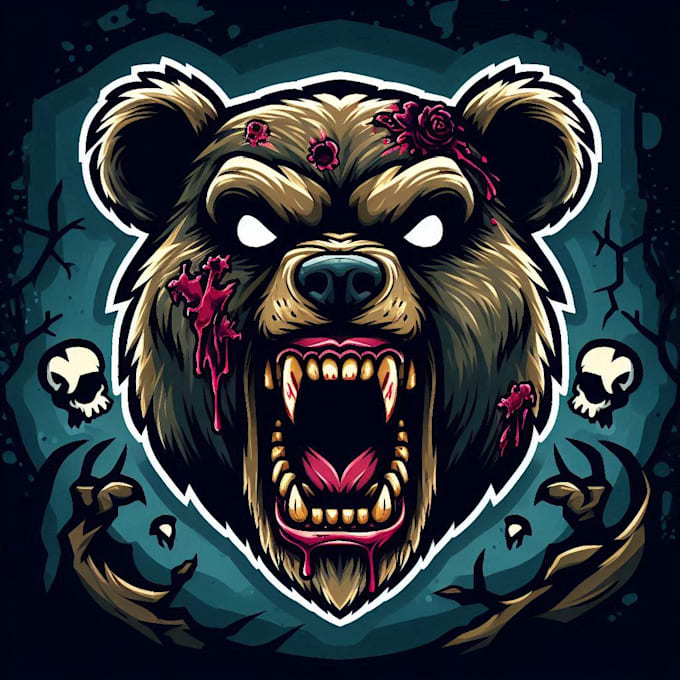 Custom angry zombie bear head logo design by Patriciahardin | Fiverr