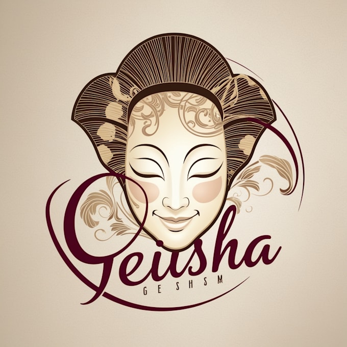 Custom geisha mask logo design for your brand by Elisaingram | Fiverr