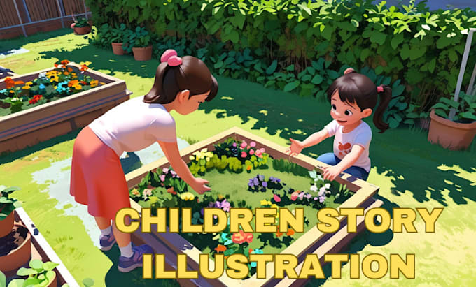 Design your children story book illustration, children story ...