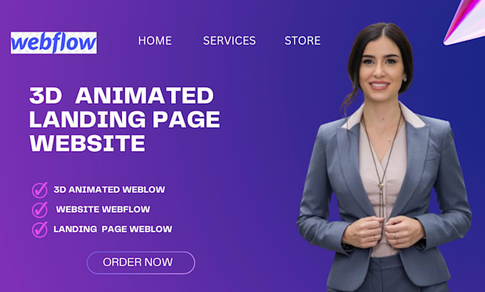 Design 3d animated landing page, spline animation, webflow website ...