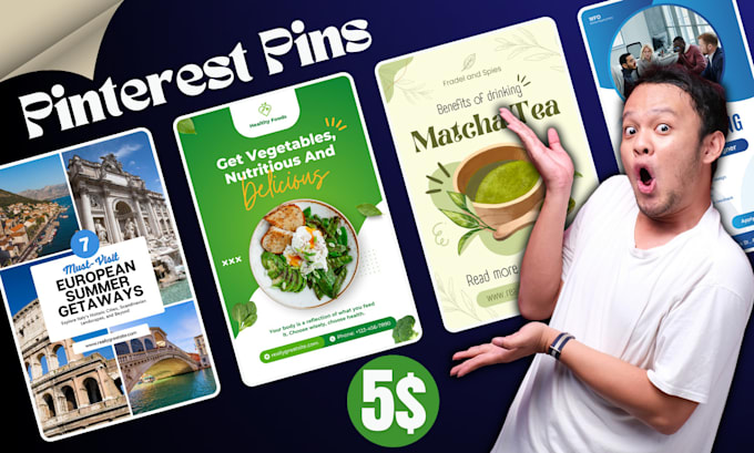 Create custom pinterest pins, ads design by Designerht | Fiverr