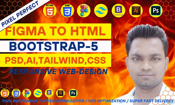 Convert figma to html, pdf to html, css, wordpress, tailwind, bootstrap by Nayem_khondoker | Fiverr