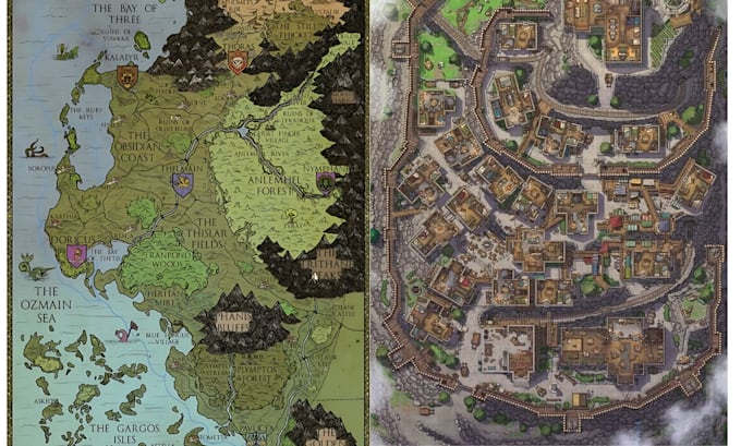 Design custom 2d vector map illustration fantasy map design city map ...