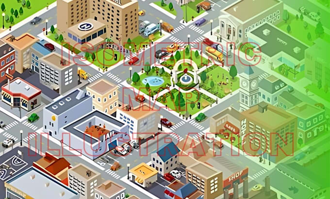 Do 2d 3d isometric map vector map illustration for event, city, game ...