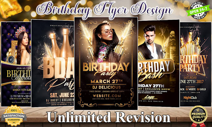 Design unique party invitation birthday flyer within 6 hours by ...
