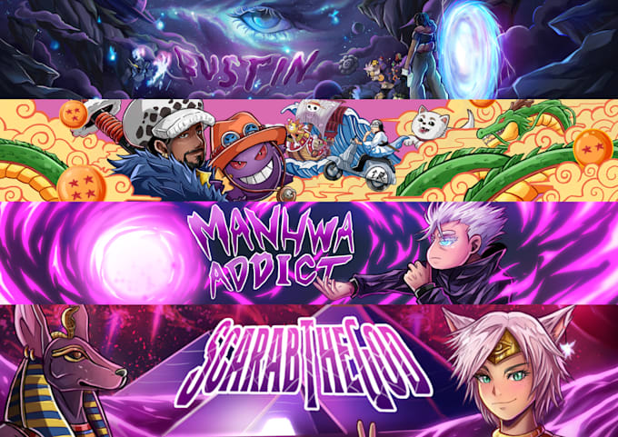 Draw anime banners for youtube and twitch by Radityakhrisna | Fiverr