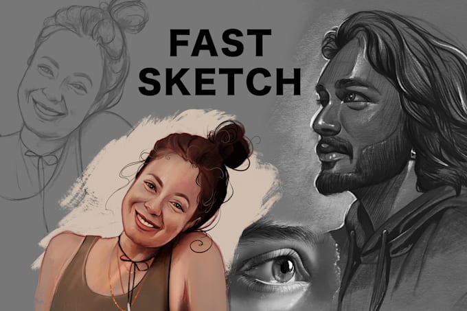 Draw fast digital sketch, portrait by Ksu_slobodaniuk | Fiverr