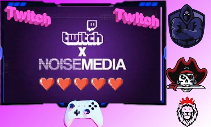 Design a twitch overlay twitch logo kick and animated stream overlay