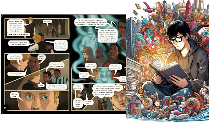 Draw your comic story illustrate graphic novel and anime manga by Nath ...