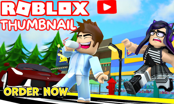Create a roblox cartoon roblox gfx youtube thumbnail design in any ...