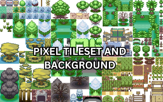 Make pixel art background, top down game environment tileset, pixel ...