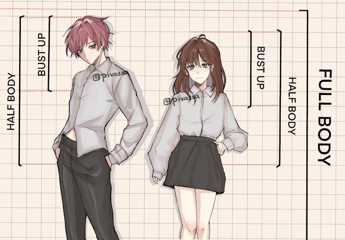 Draw your character in my anime style by Pivassa | Fiverr