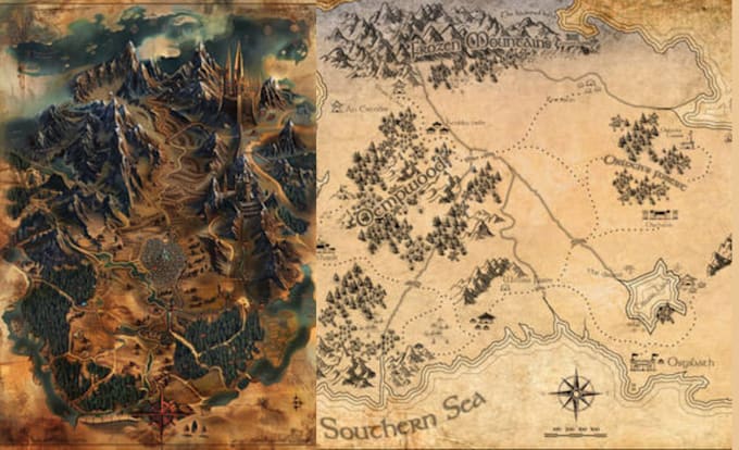 Make fantasy map, dnd, novel fantasy map, retro vintage map, rpg, board ...