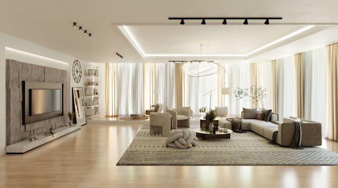Design an outstanding interior design, render living room, house ...