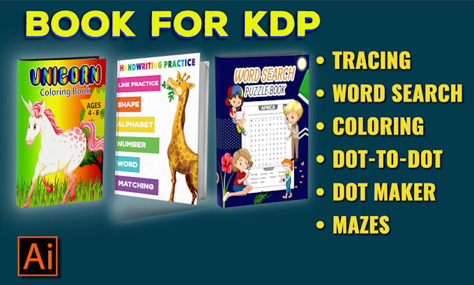 Create kids coloring book cover kids activity book interior cover ...