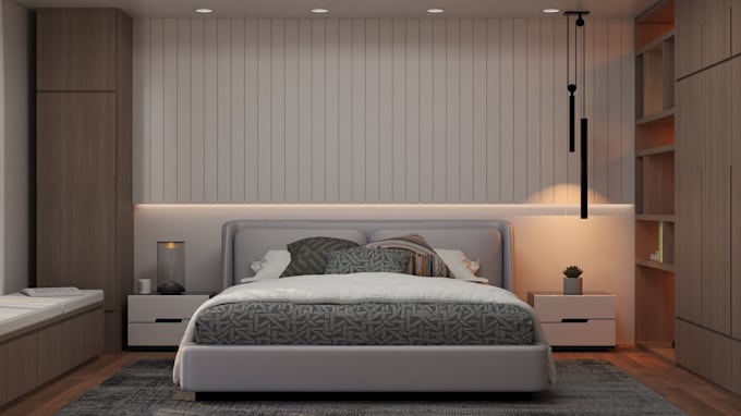 Design a bedroom that combines functionality with aesthetic by Saif_sanim | Fiverr