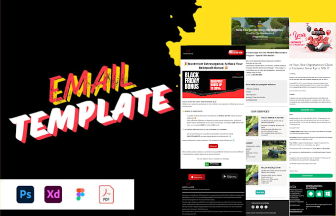 Convert psd, pdf, png, jpeg, xd, figma to html email template by Eshaal ...