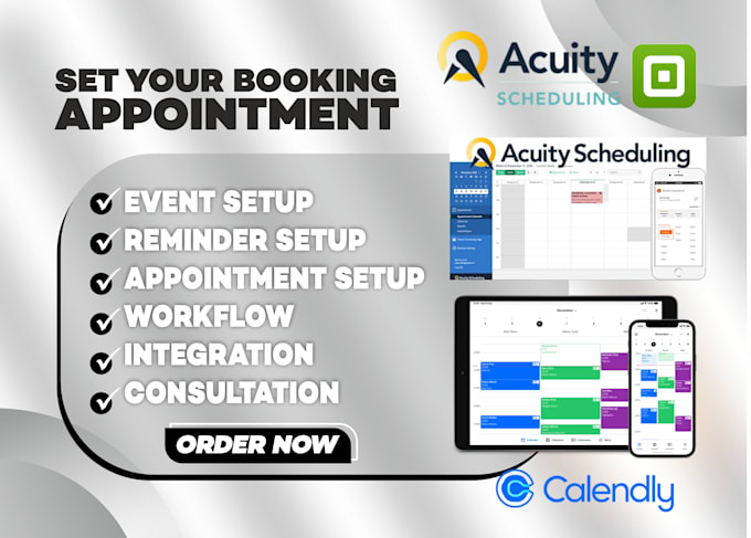 Setup acuity scheduling booking appointment square appointment calendly by Ayobee01 | Fiverr