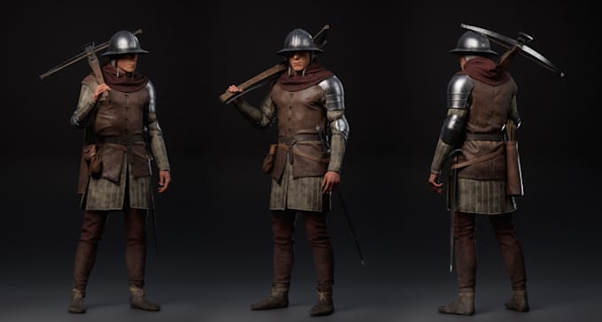 Detailed 3d game character with armor, realistic metahuman ue5 model ...