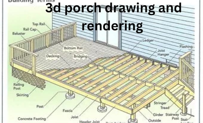Create deck, patio, porch permit drawing set with 3d rendering by ...