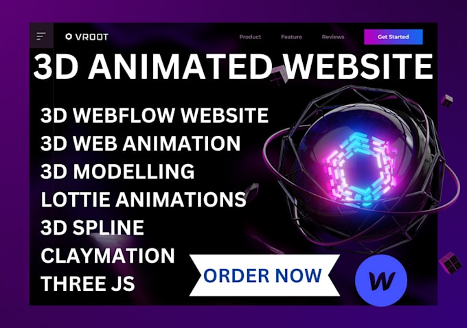 3d animated webflow 3d wix lottie, 2d spline animation 3d model ...