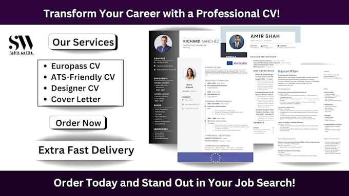 Professional cv, ats resume, europass cv, and cover letter by Sadia_w | Fiverr