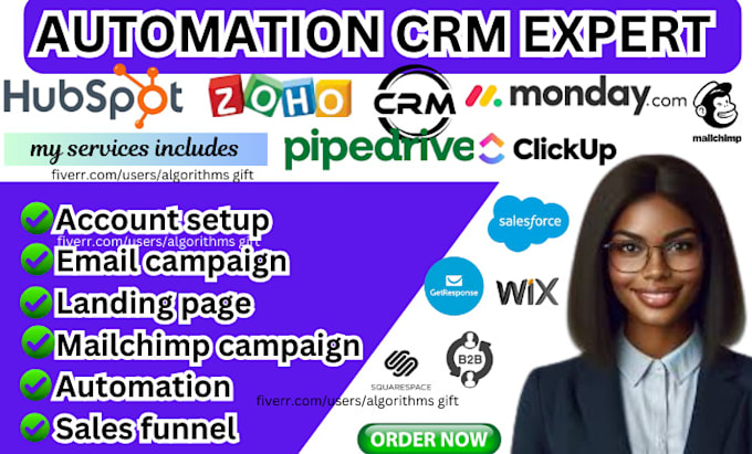 Setup, hubspot crm, zoho crm, and pipedrive by Algorithmsgift | Fiverr