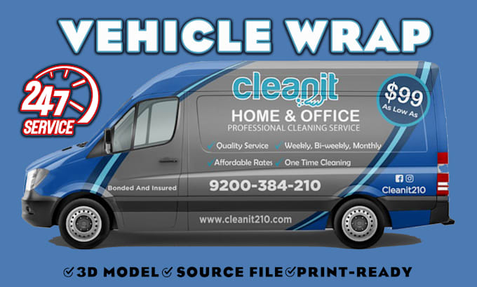 Do eye catching vehicle wrap, creative van wrap, car wrap by Muzammilhuss752 | Fiverr
