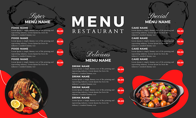 Progettare menu personalizzati modificabili per ristoranti, menu ...