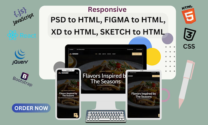Psd to html, figma to html, xd to html, sketch to html by Web_asma_akter | Fiverr