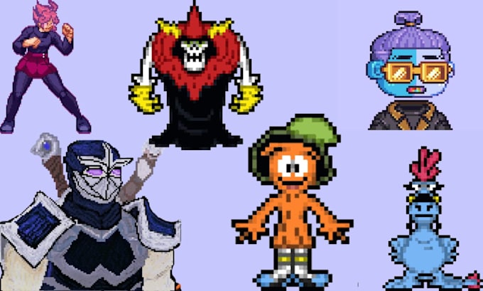 Make pixel art character, pixel nft character animation sprite sheet ...