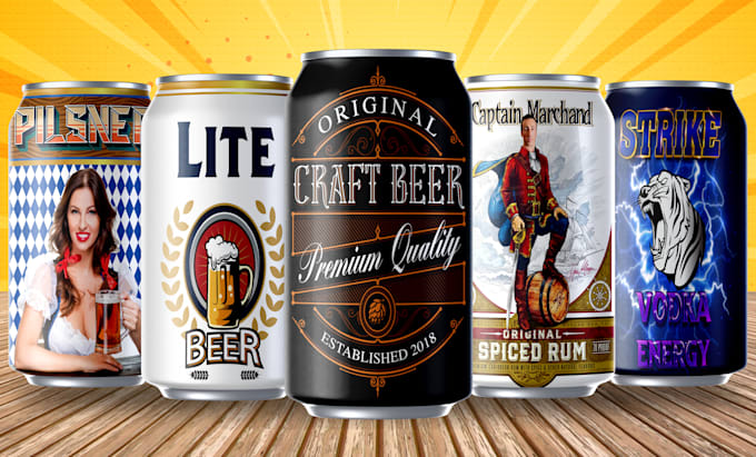 Design label for beer, can, energy drinks, beverages, juice, soda ...