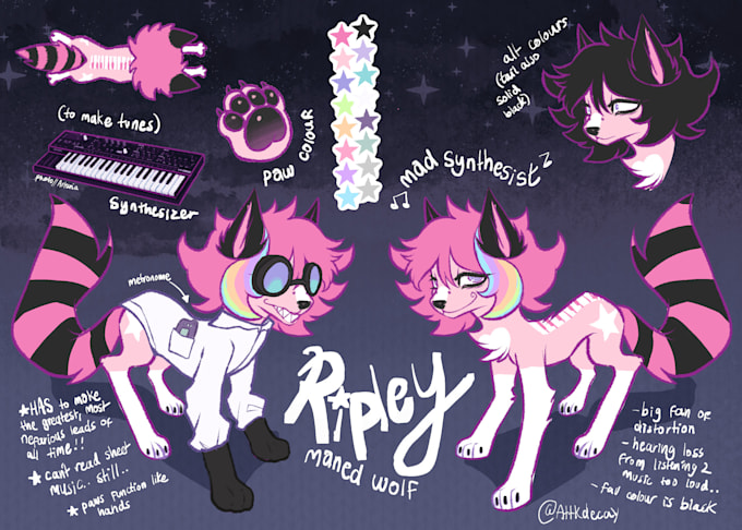 Draw a furry reference sheet for your fursona by Lithiumbody | Fiverr