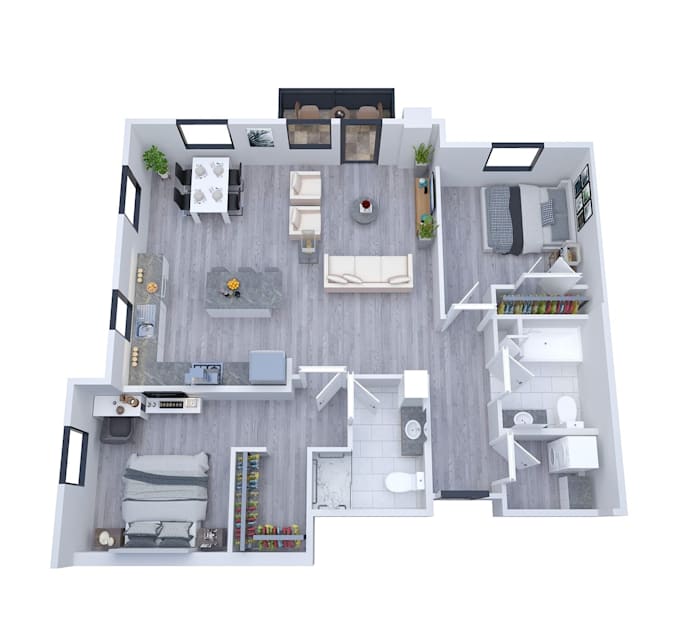 Build your isometric 3d render floor plan, interior, exterior by ...