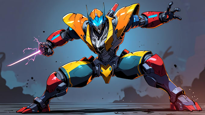 Make gundam, transformers, mecha robot in anime manga style by ...