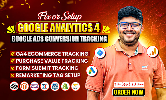 Setup google analytics 4, ga4 ecommerce tracking, ads conversion ...