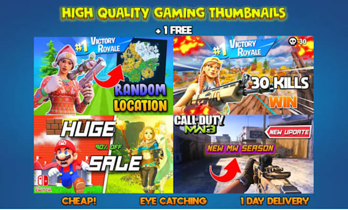 Make eye catching gaming thumbnails cheap by Alexgisa | Fiverr