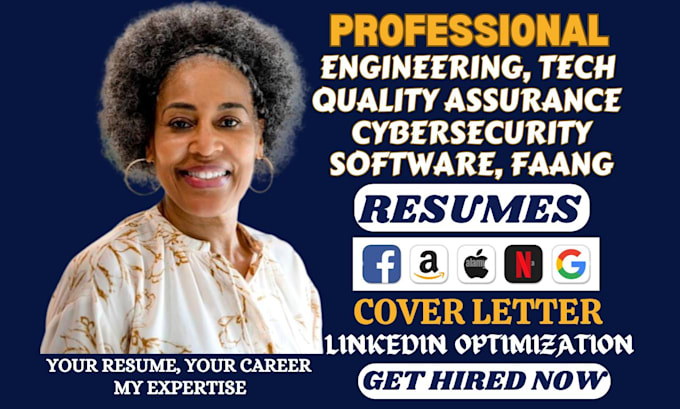 Write faang, software engineer, cybersecurity, data analyst, it, tech, qa resume by ...