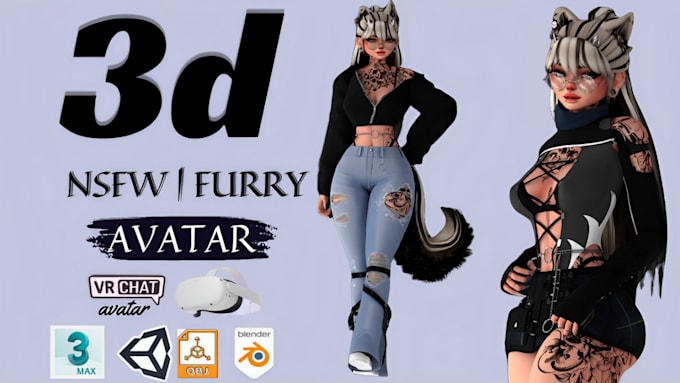Create vrchat avatar furry avatar 3d anime model vtuber vrchat ...