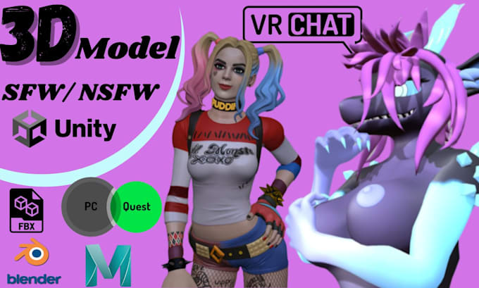 Create high detailed 3d custom vrchat furry nsfw avatar and vtuber model by Joyce_3ds | Fiverr